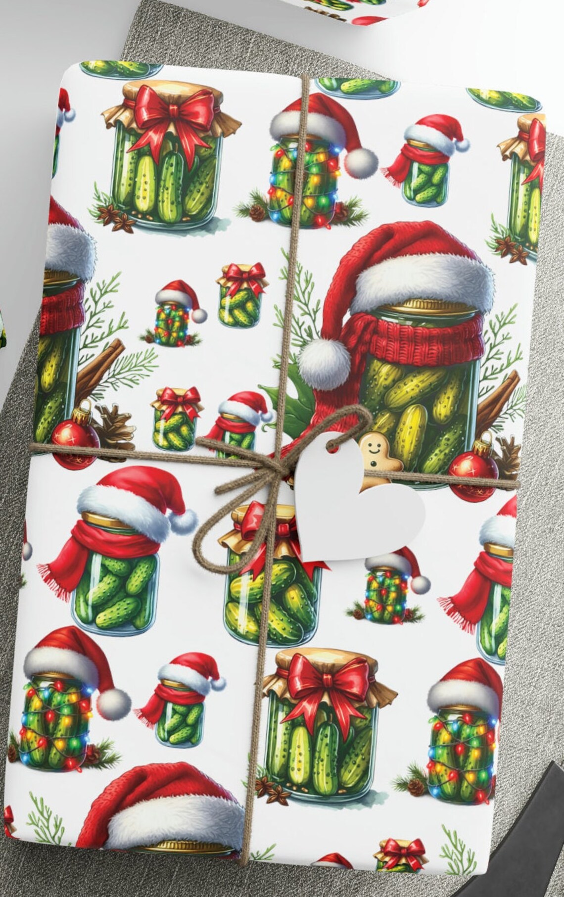 Santa Pickle Jar Gift Wrapping Papers, Pickle Gift Wrapping Paper ...