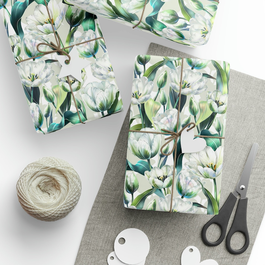 White Tulips Wrapping Papers, Tulip Flowers Gifts Wrapping Paper ...