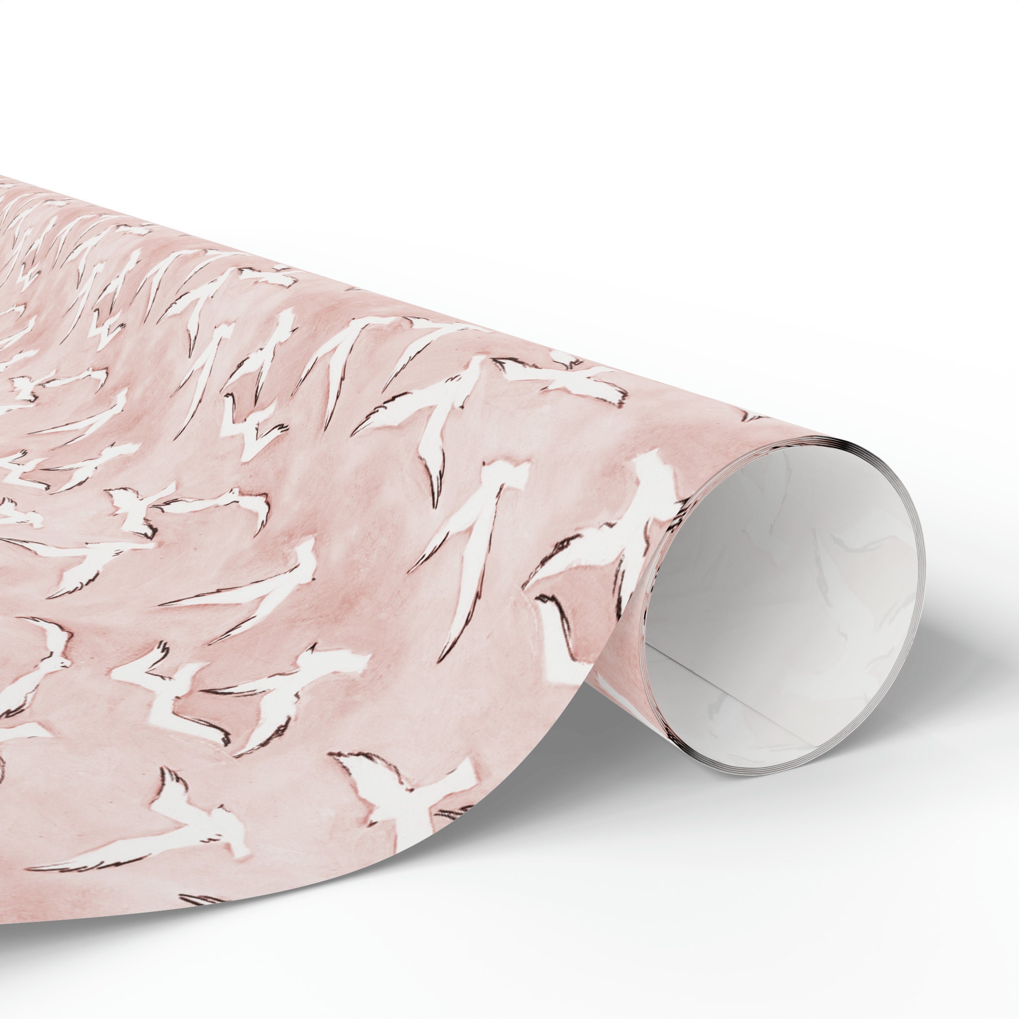 Seagull Wrapping Paper, Pink Seagull Wrapping Paper, Sea Birds Wrapping ...