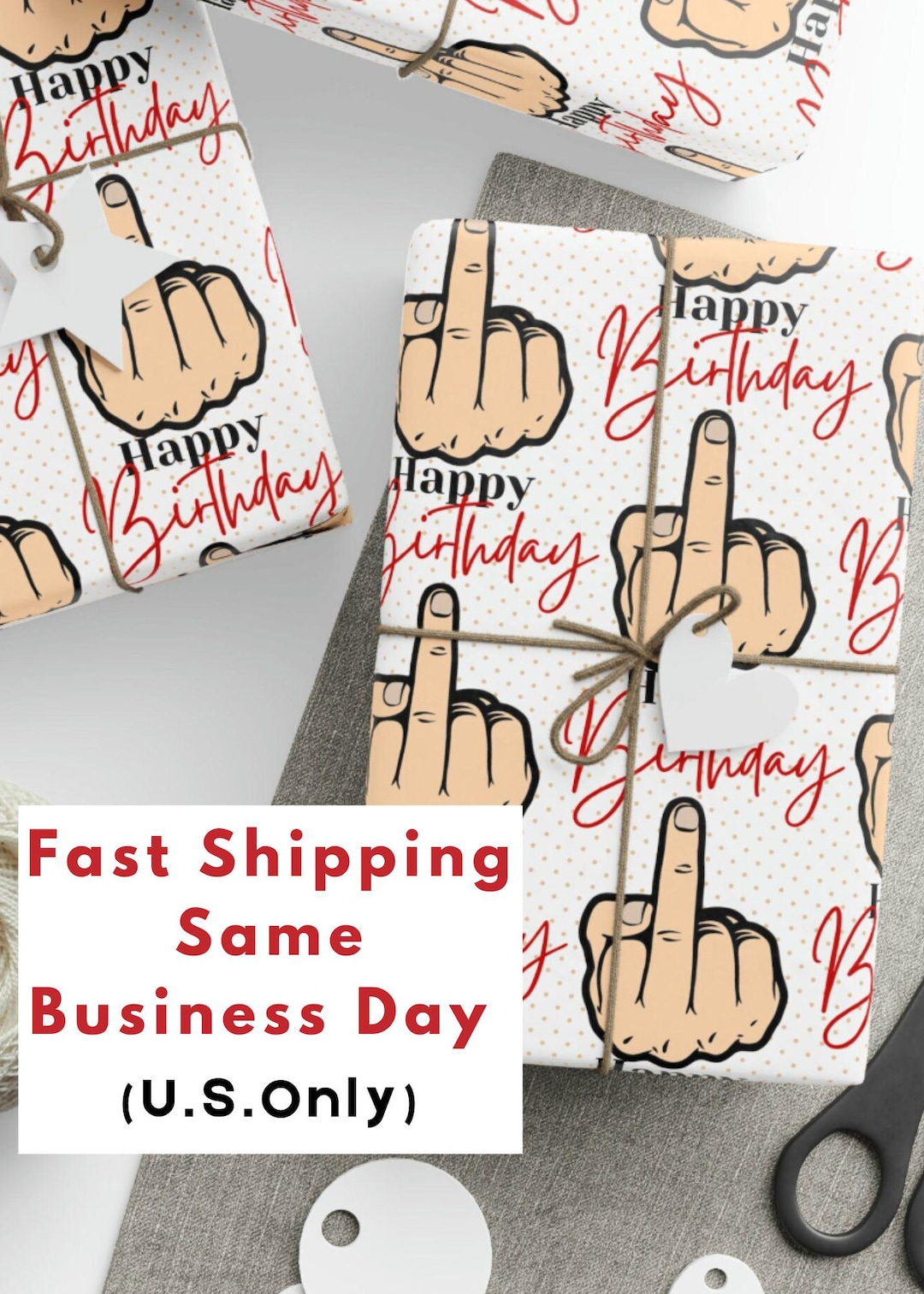 Middle Finger Birthday Gift Wrapping Paper Roll, Funny Middle Finger ...
