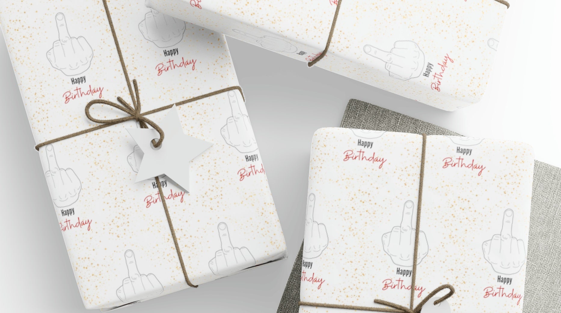 Middle Finger Happy Birthday Gift Wrapping Papers, Funny Birthday Gift ...