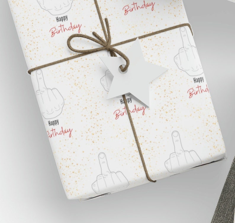 Middle Finger Happy Birthday Gift Wrapping Papers, Funny Birthday Gift ...