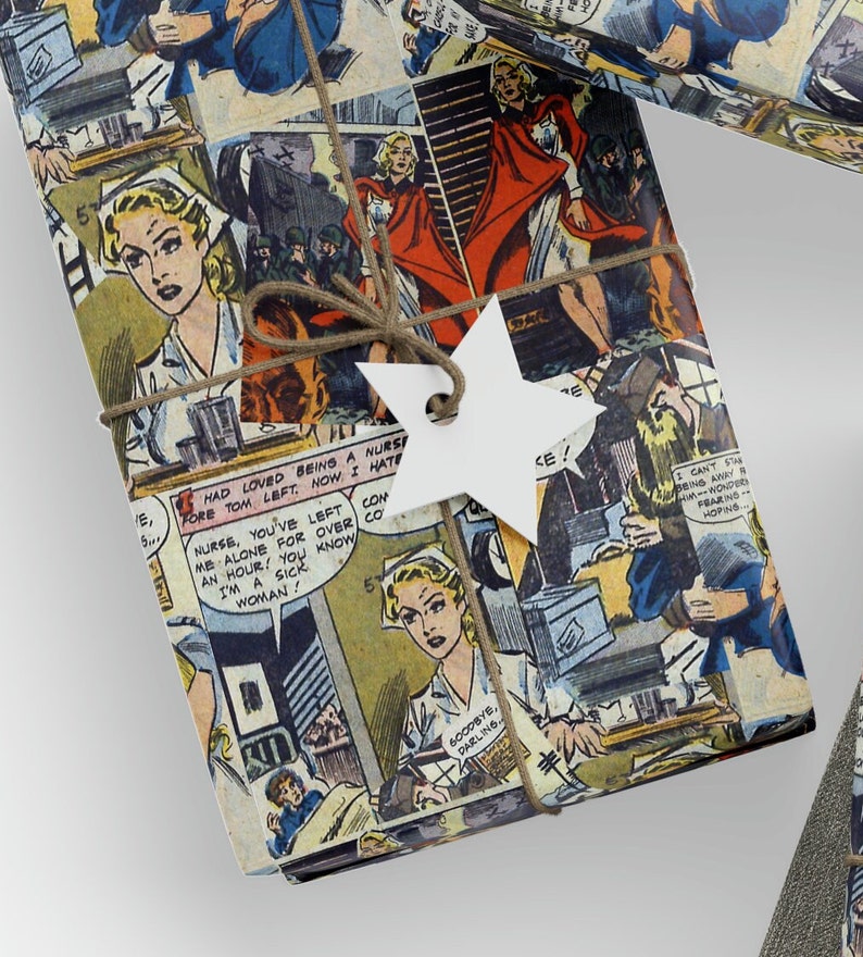 Comic Book Wrapping Paper, Vintage Comic Book Love Wrapping Paper ...