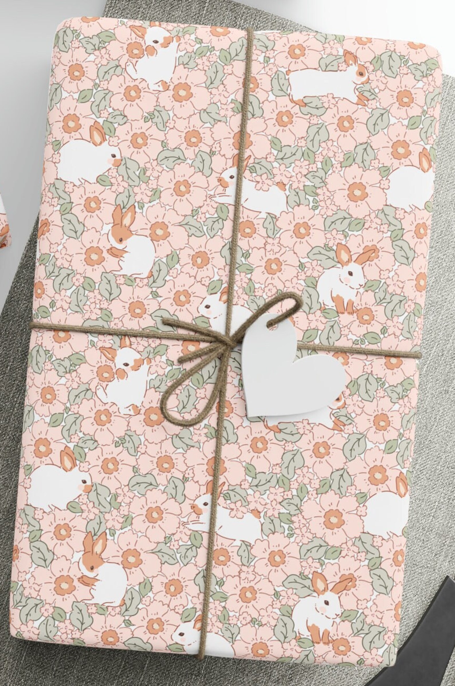 Bunny Rabbit Wrapping Paper Roll, Bunny Wrapping Paper, Rabbit Gifts ...