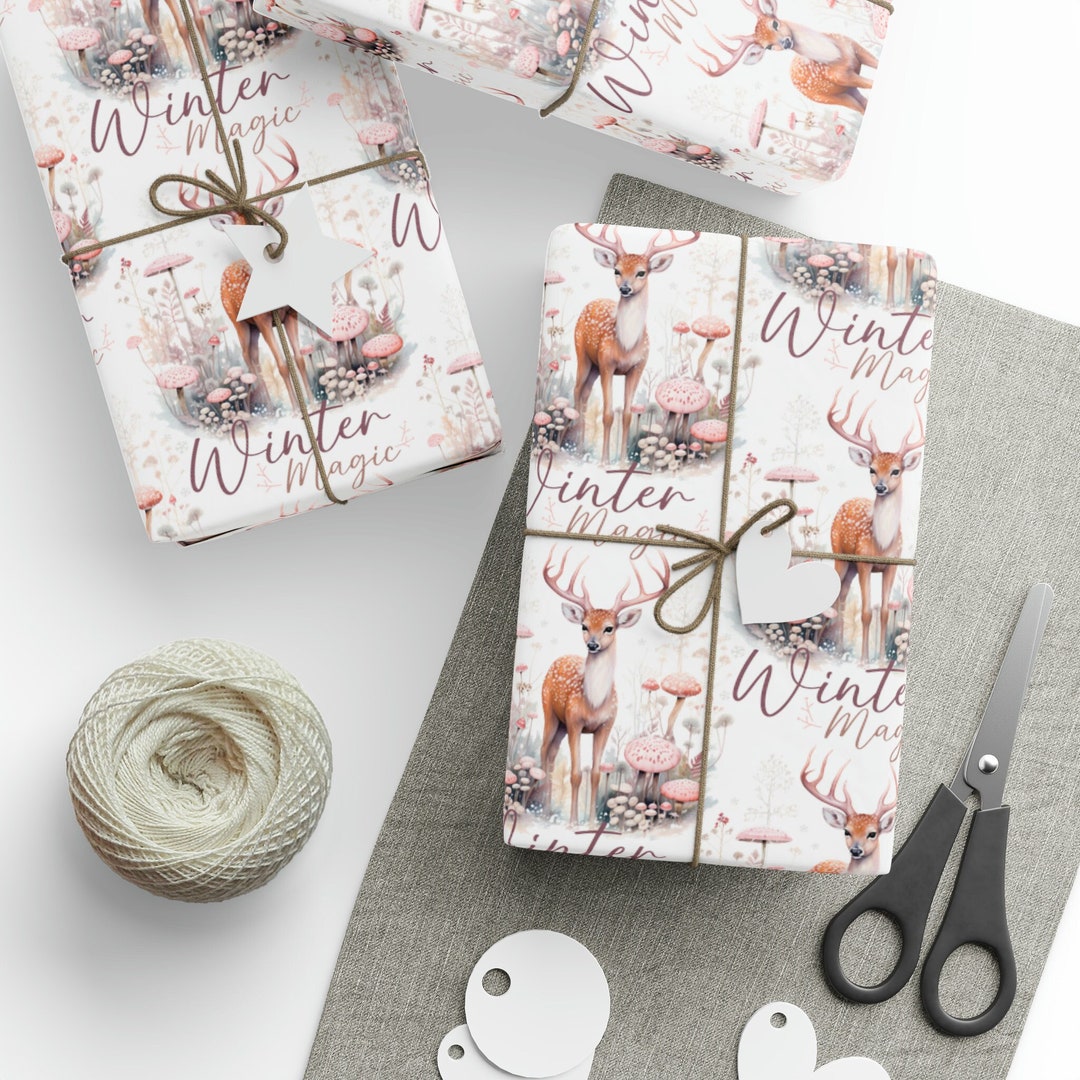 Wild Deer Gift Wrapping Paper Roll, Christmas Deer Gift Wrapping Paper ...