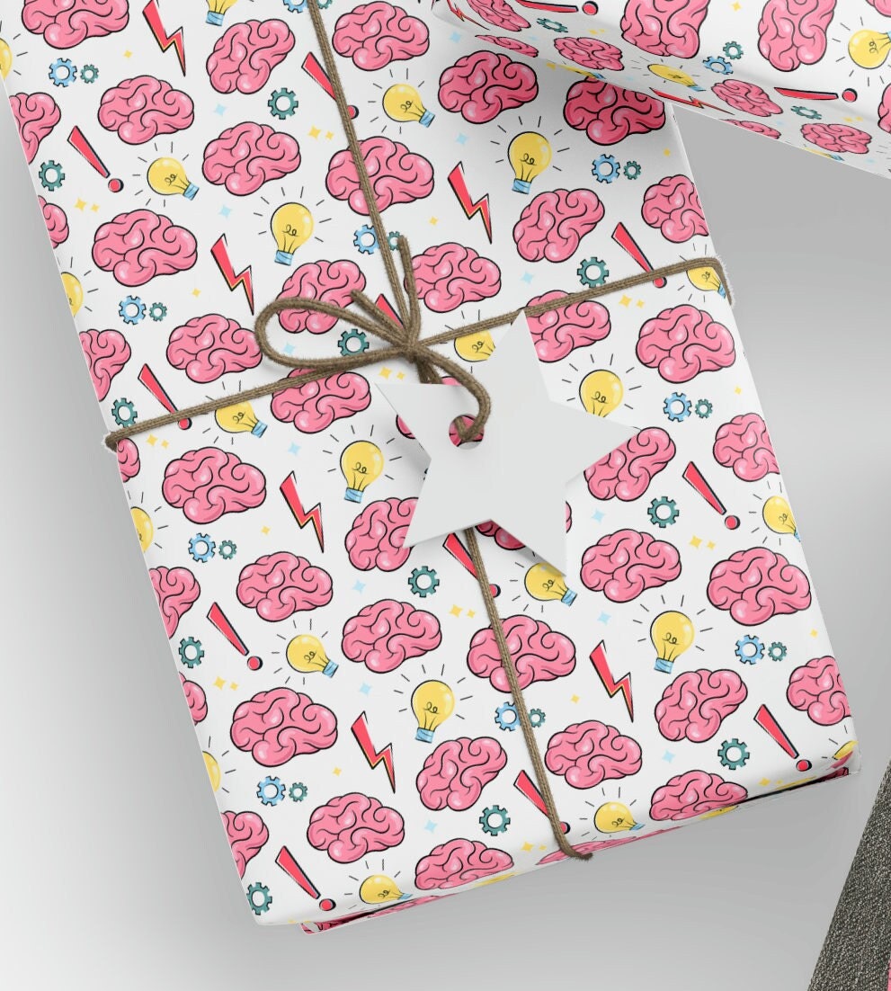 Brain Idea Wrapping Paper, Smart Students Wrapping Paper, Birthday ...