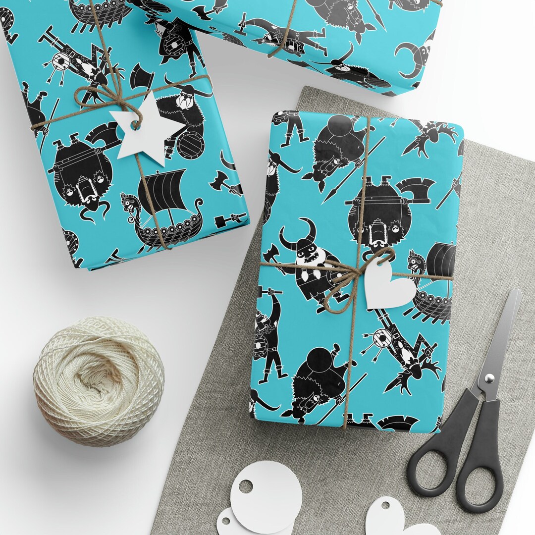 Viking Silhouettes Wrapping Papers, Vikings Gift Wrapping Paper ...