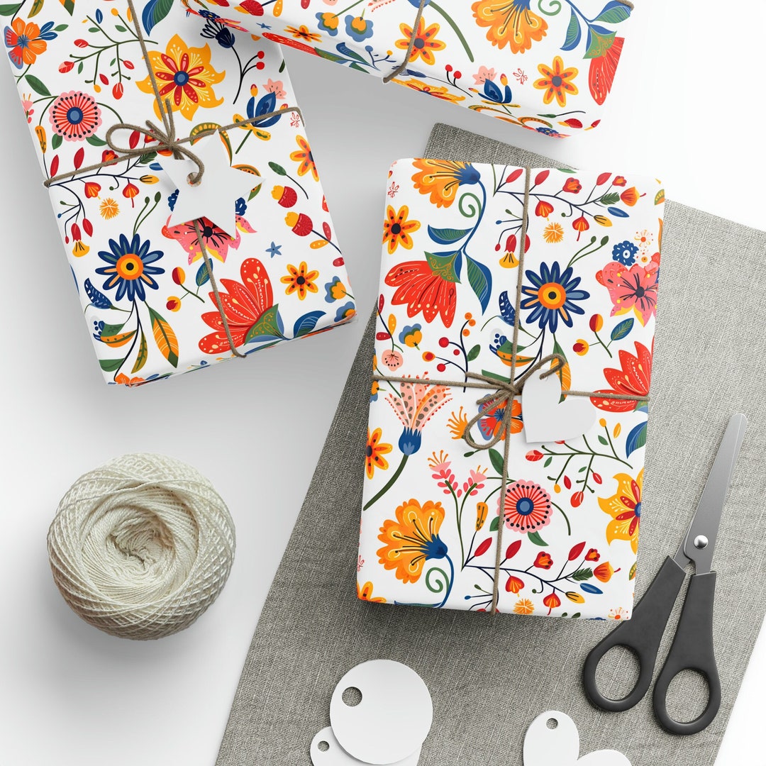 Mexican Fiesta Wrapping Papers, Mexican Flowers Gifts Wrapping Paper ...