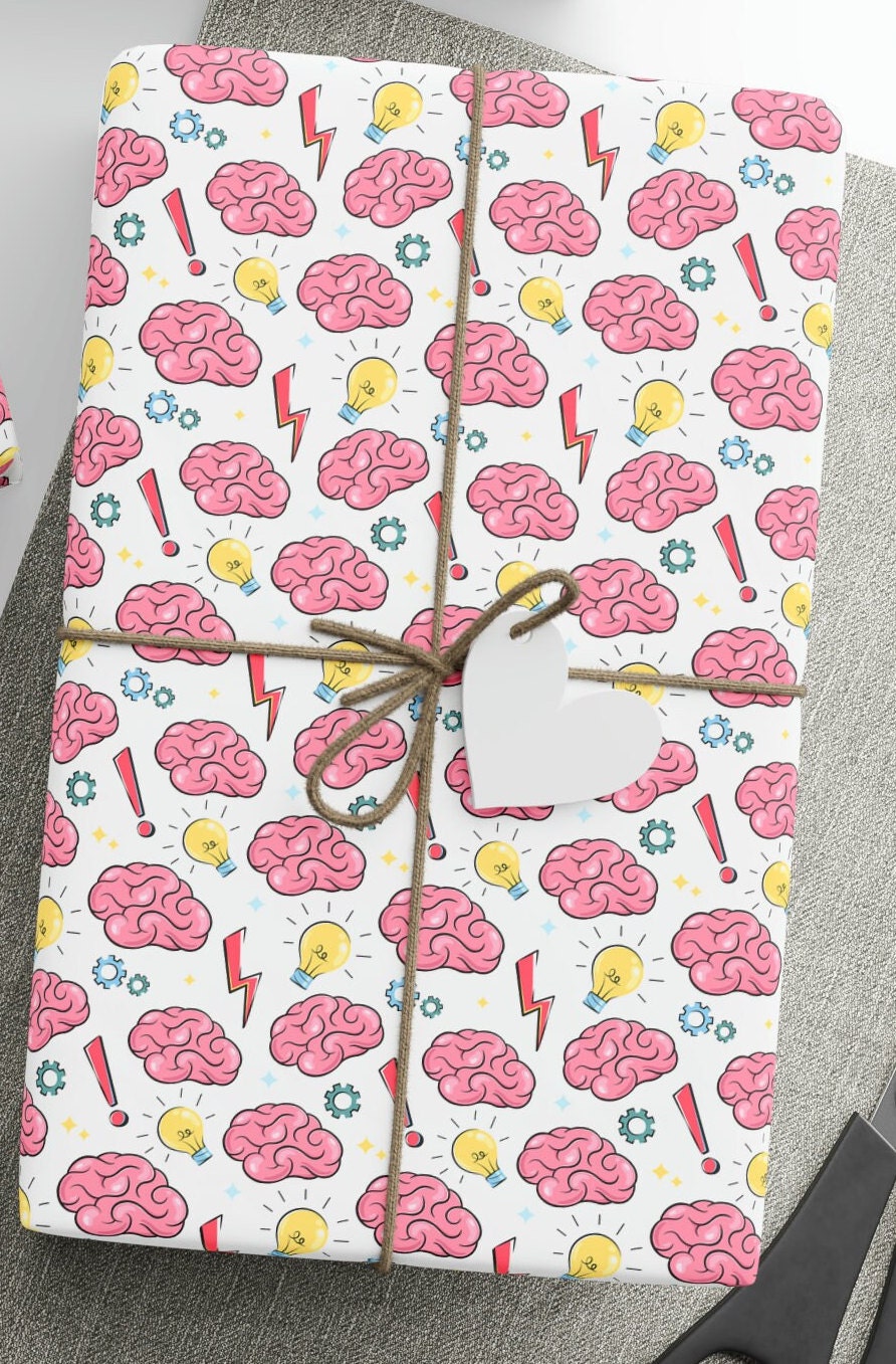 Brain Idea Wrapping Paper, Smart Students Wrapping Paper, Birthday ...