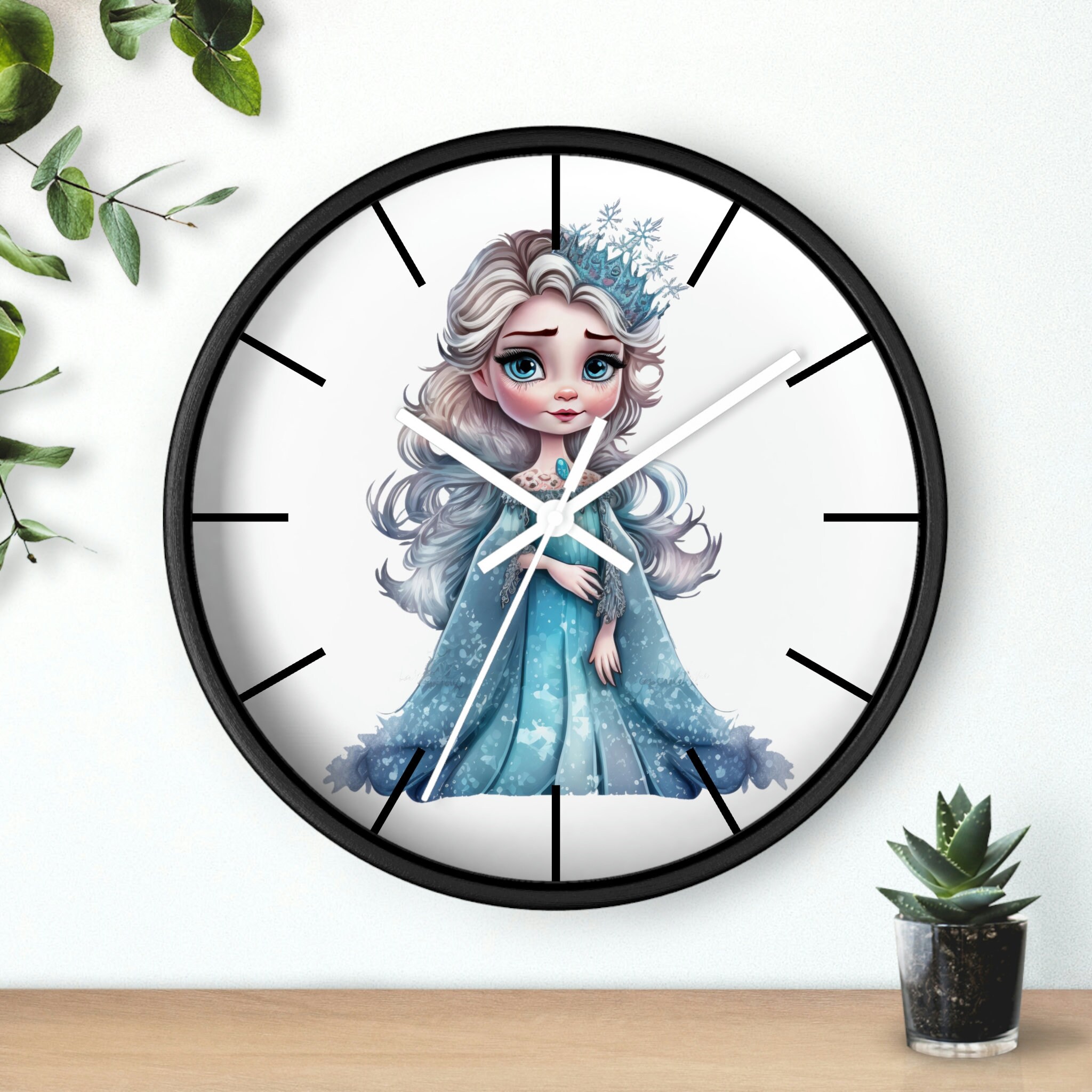 Princess Wall Clock, Princes With Crown Clock, Winter Princess Clock ...