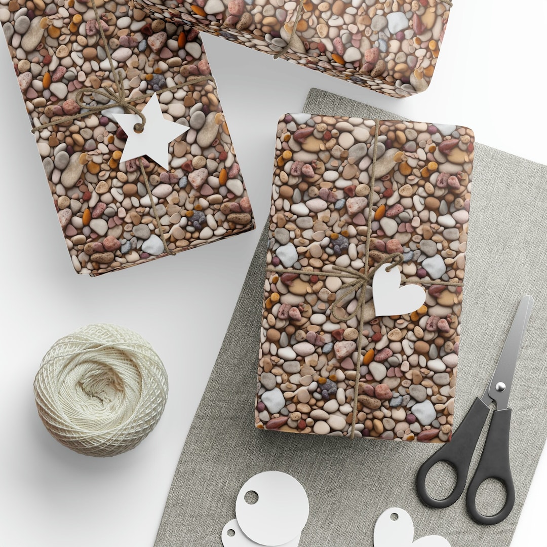 Rockshells Wrapping Paper Roll, Beach Rocks Birthday Gift Wrapping ...