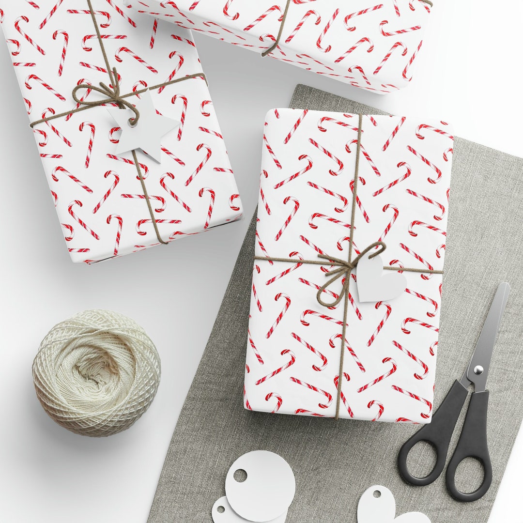 Candy Cane Wrapping Paper Roll, Christmas Candy Cane Gift Wrapping ...