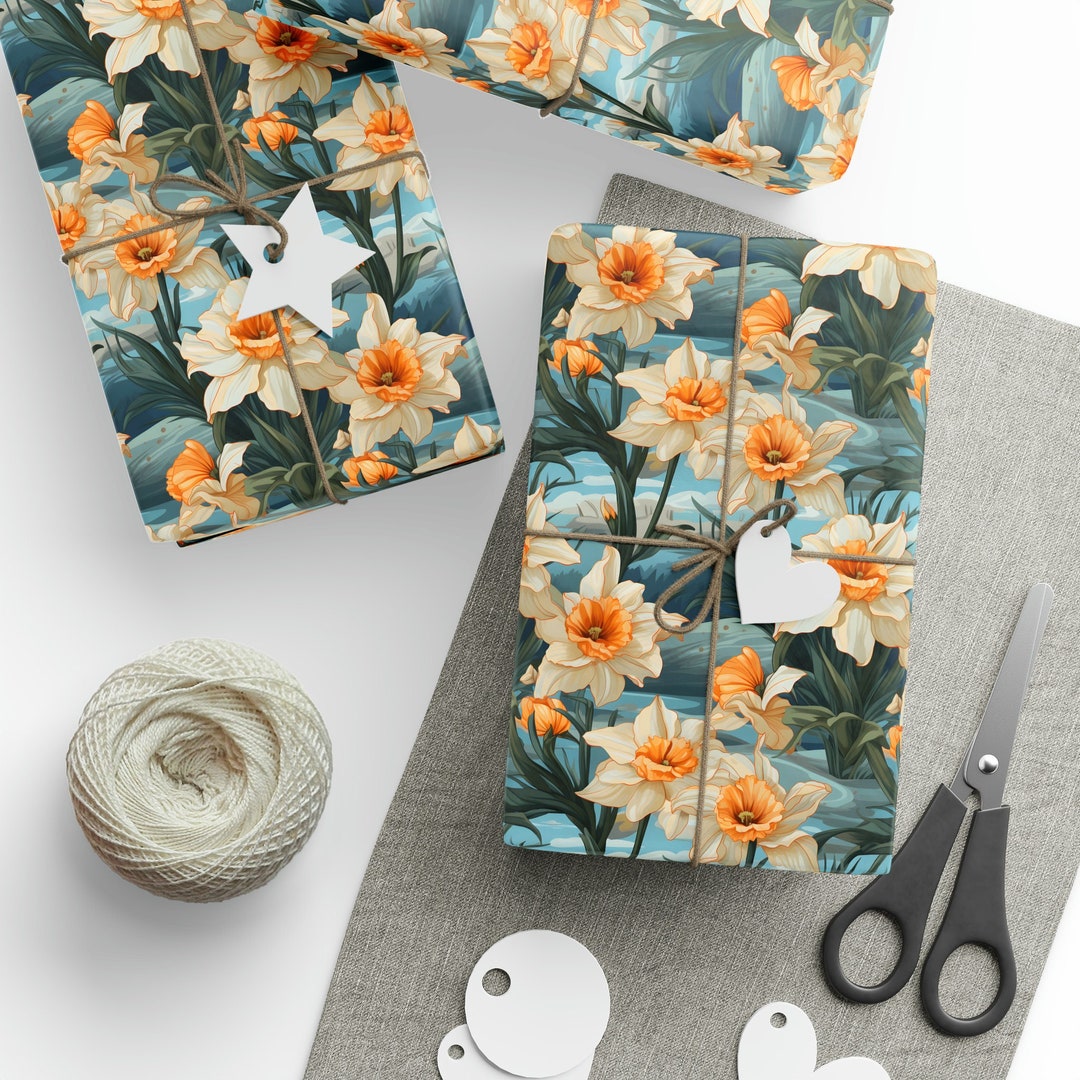Daffodil Flowers Wrapping Papers, Daffodils Birthday Gift Wrapping ...