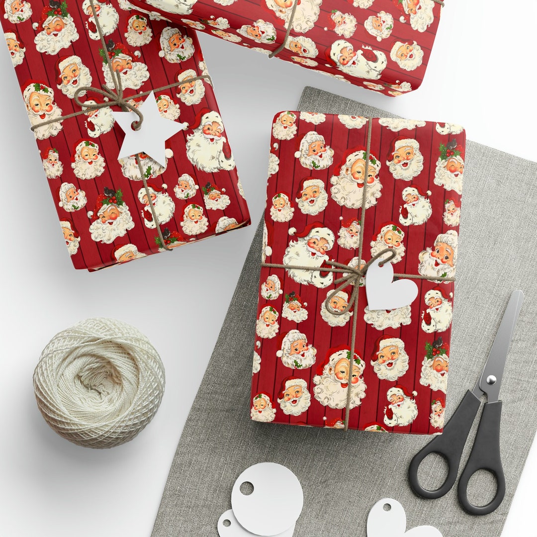 Vintage Santa Gift Wrapping Paper Roll, Santa Gift Wrapping Paper ...