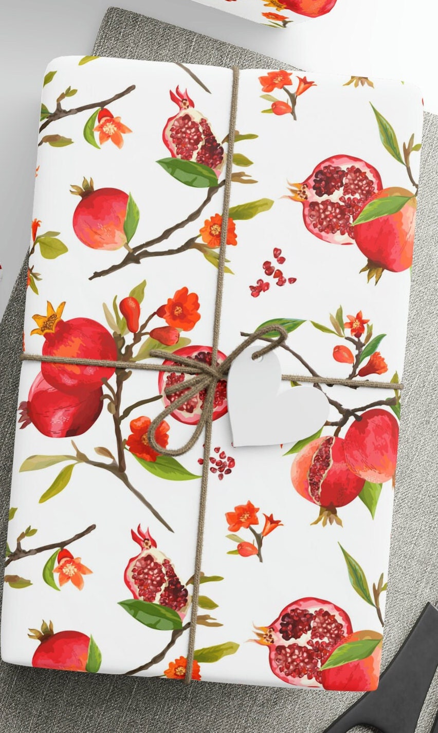 Pomegranate Wrapping Paper Roll, Christmas Pomegranate Wrapping Paper ...