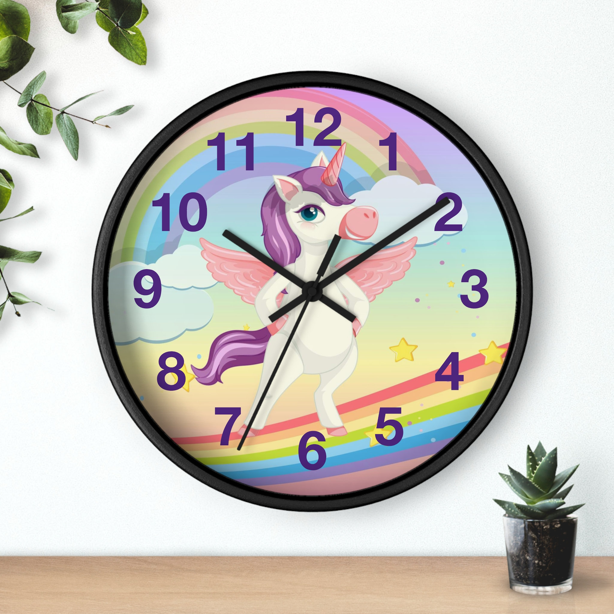 Unicorn Wall Clock, Beautiful Unicorn Clock, Rainbow Unicorn Wall Clock ...