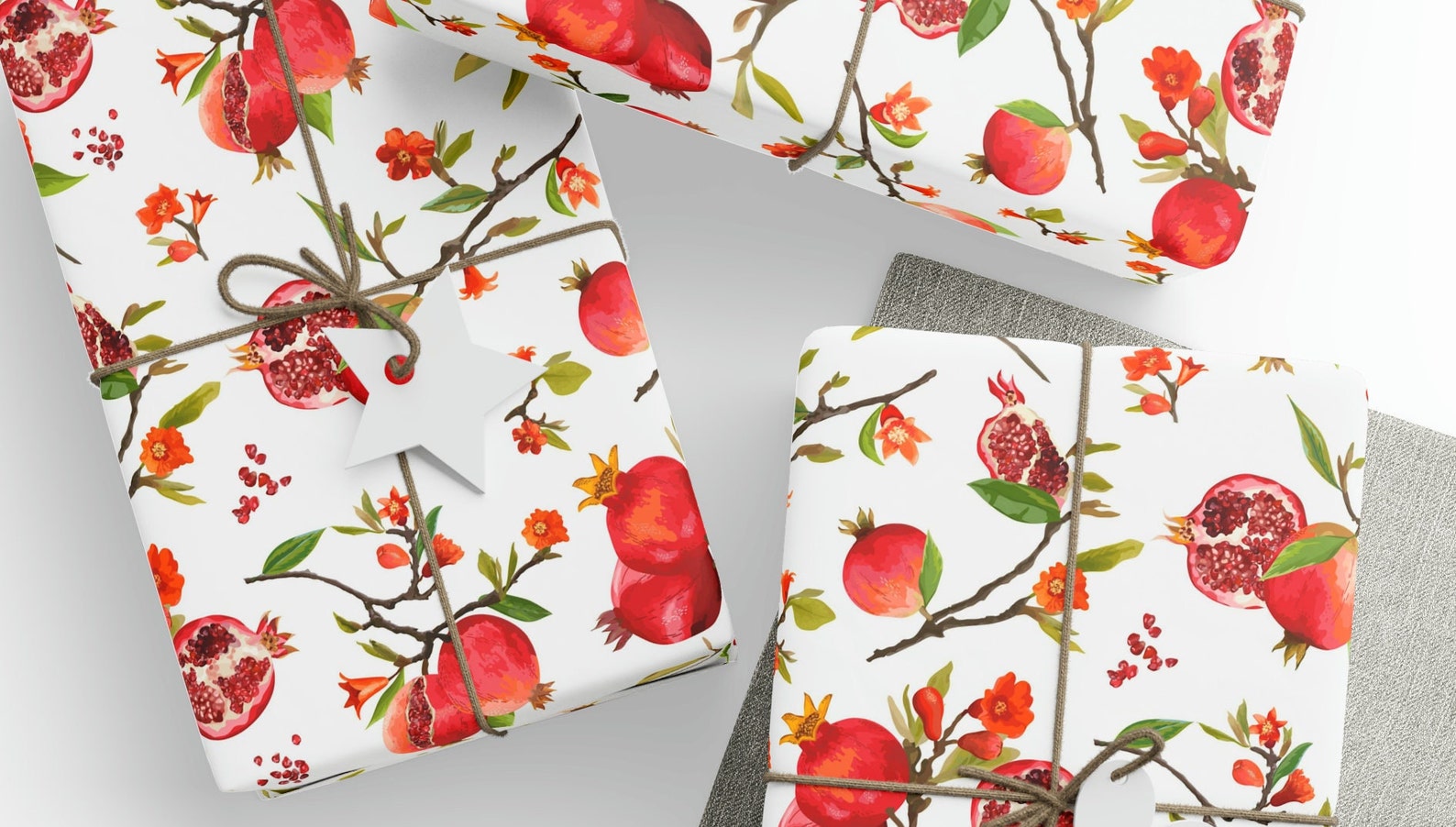 Pomegranate Wrapping Paper Roll, Christmas Pomegranate Wrapping Paper ...