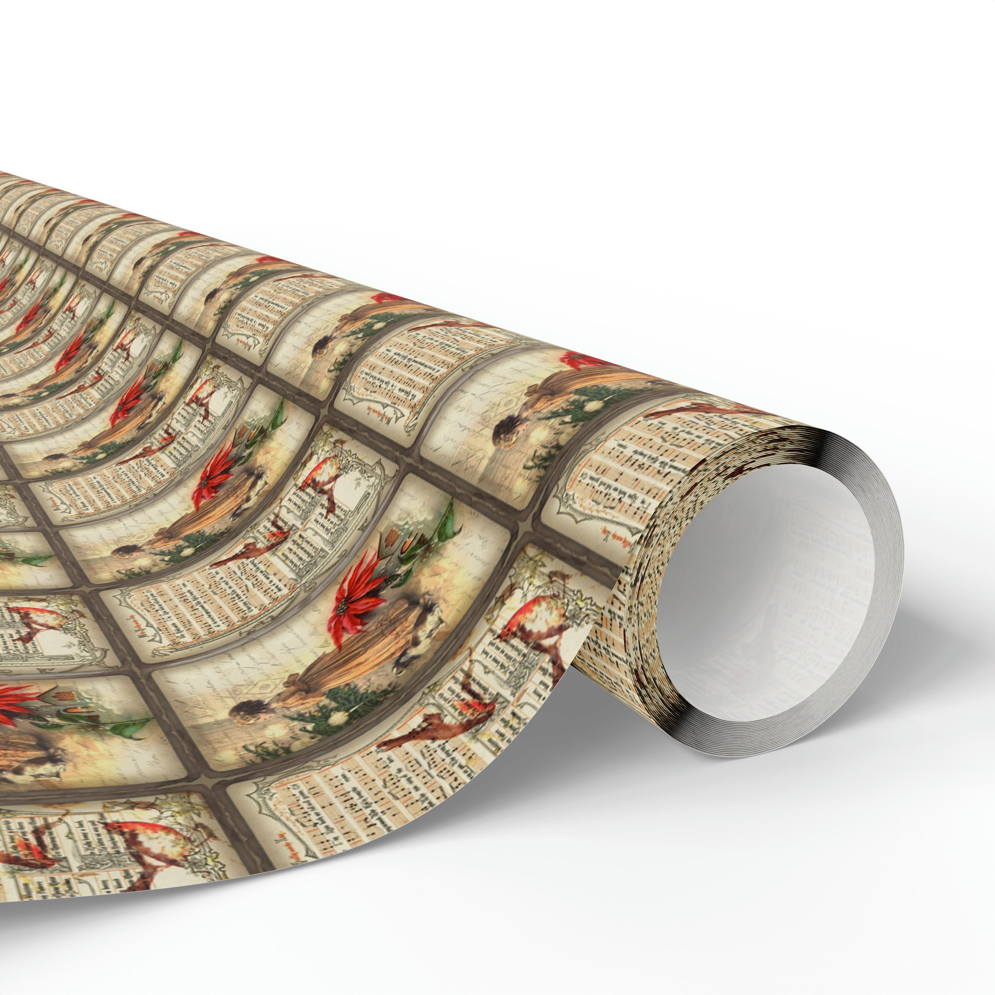 Christmas Old Carols Junk Journal Vintage Wrapping Paper, Old Carols ...