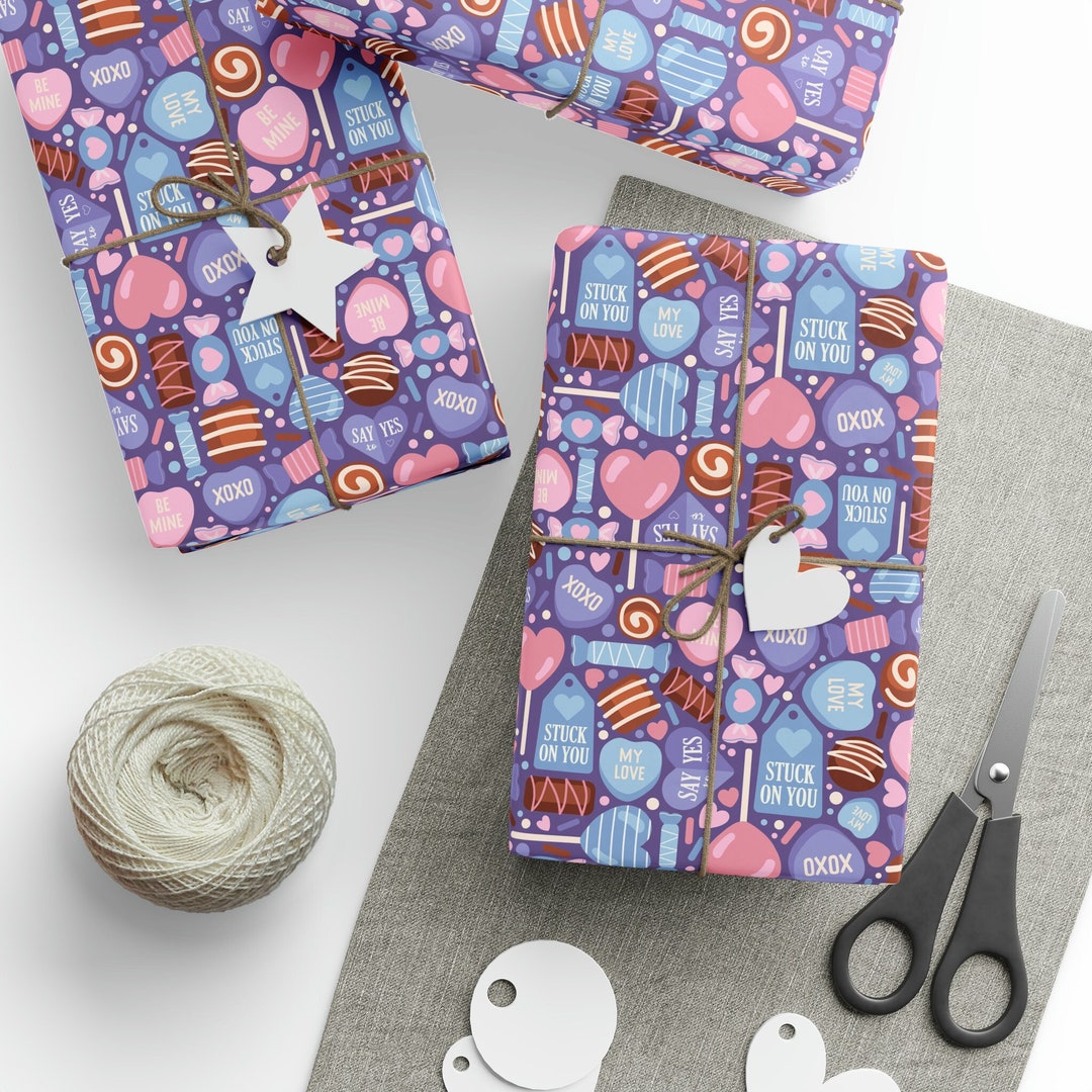 Valentine's Day Gift Wrapping Paper Roll, Hearts Gift Wrapping Paper ...