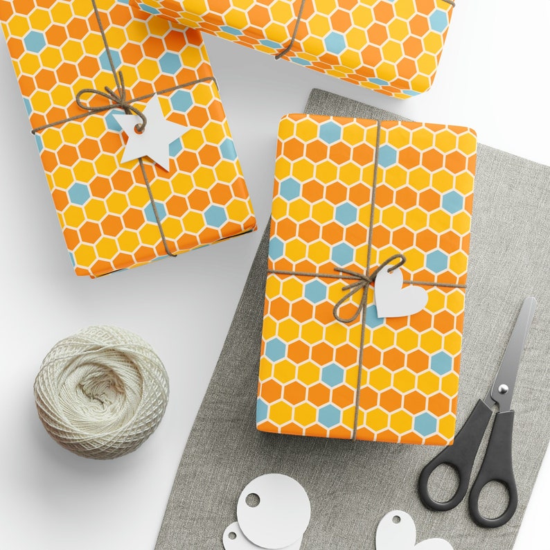 Honeycomb Wrapping Paper Roll, Honey Gifts, Honeycomb Birthday Gift ...