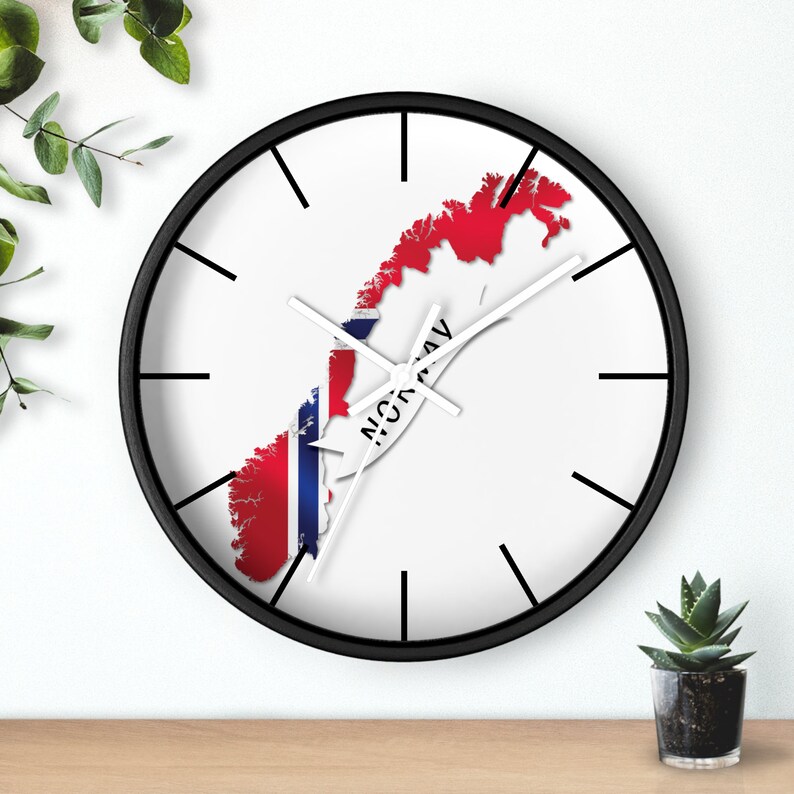 Norway Flag Wall Clock, Norway Map Clock, Norway Inspired Gifts, Norway ...