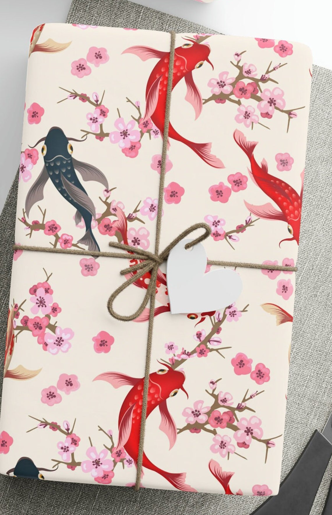 Koi Fish Wrapping Paper Roll, Fish Wrapping Paper, Koi Fish Birthday ...
