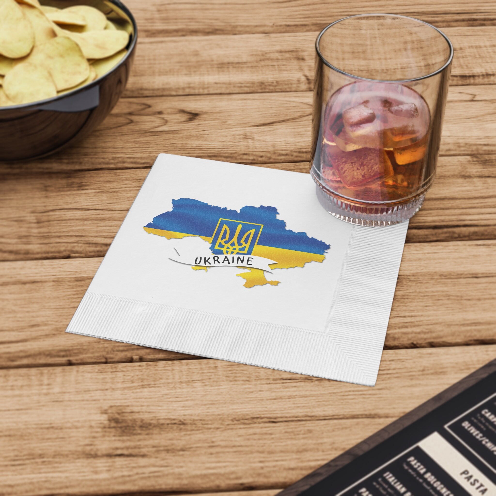 Ukraine White Coined Napkins, Ukraine Flag Party Napkins, Ukraine Map ...