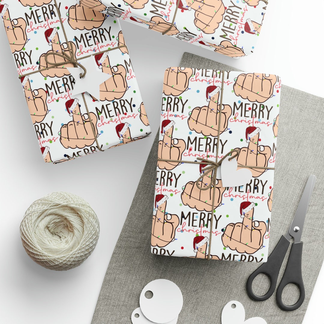 Middle Finger Christmas Gift Wrapping Paper, Funny Middle Finger ...