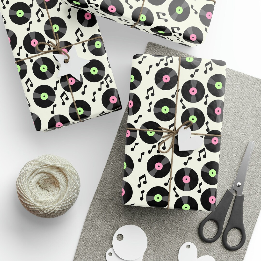 Vinyl Records and Music Notes Wrapping Paper, Vinyl Records Gifts ...