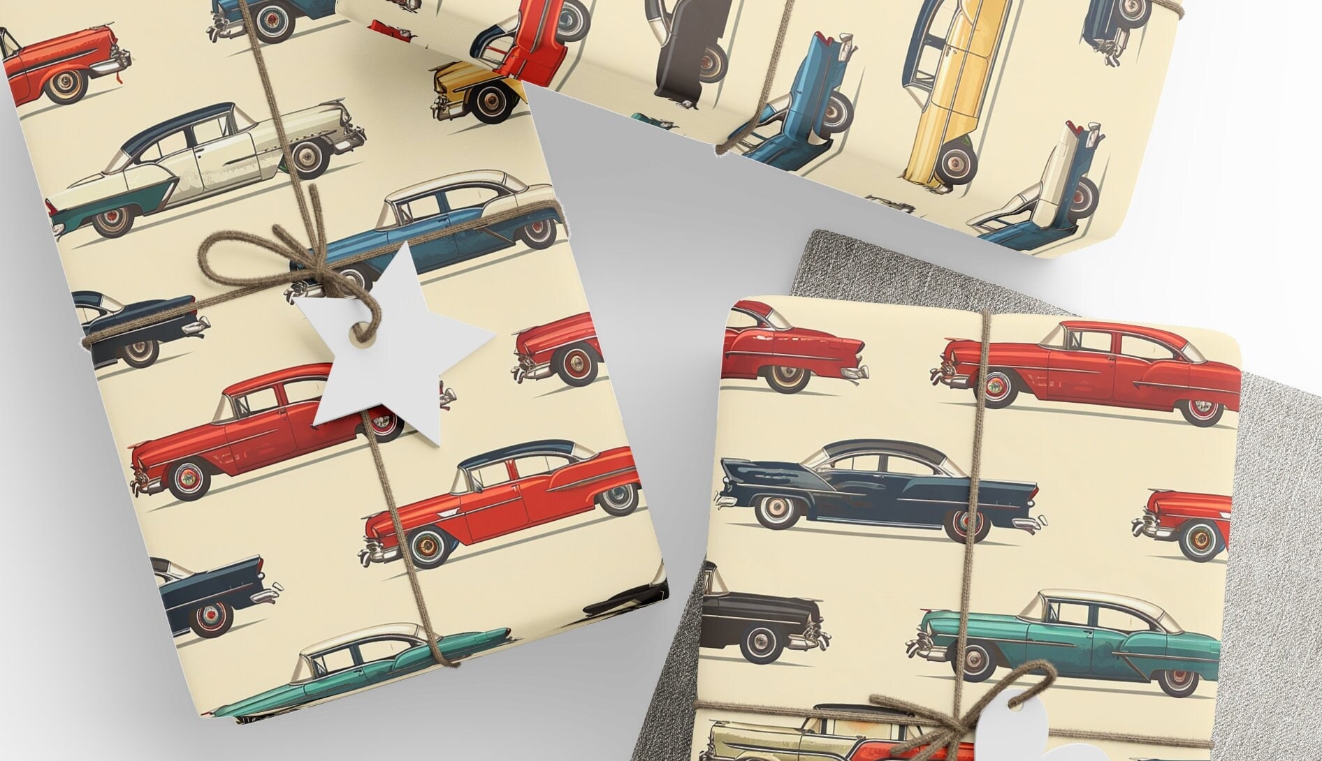 Vintage Cars Wrapping Paper Roll, Cars Wrapping Paper, Vintage Cars ...