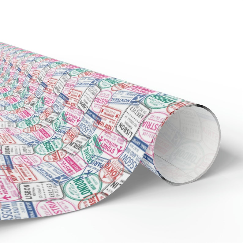 Modern Visa Stamps Gifts Wrapping Papers, World Visa Stamps Pattern ...