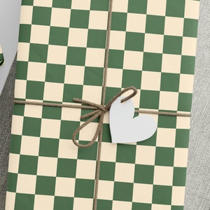 Green & Cream Checkered Gift Wrapping Paper Roll, Checkered Gift ...