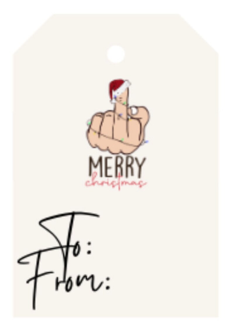 Funny Middle Finger Tags Printable Download, Christmas Santa Middle ...