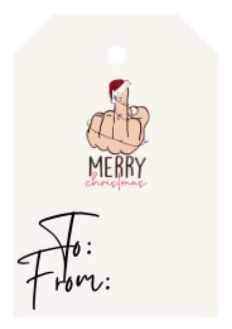 Funny Middle Finger Tags Printable Download, Christmas Santa Middle ...