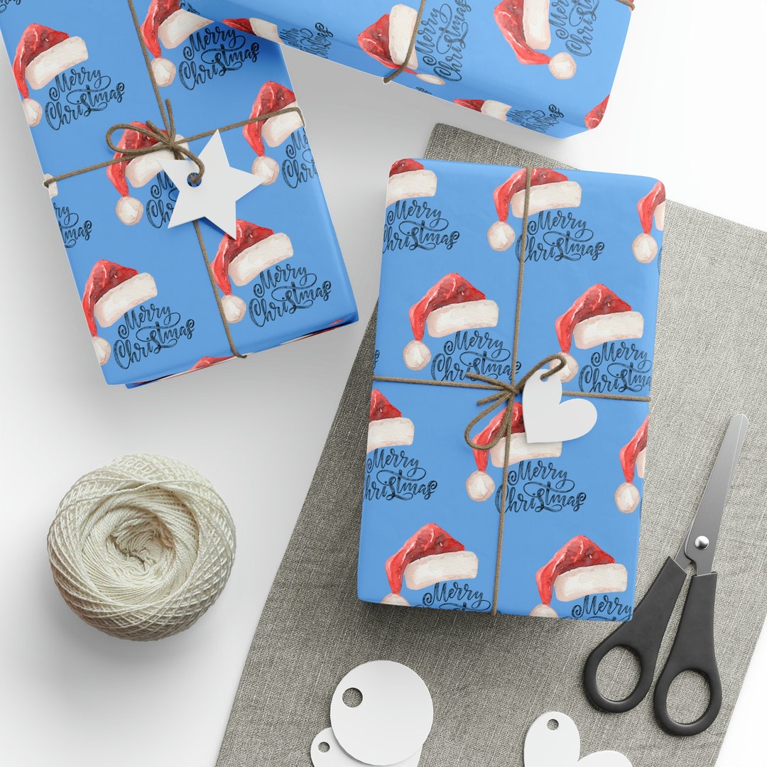 Santa Hat Gift Wrapping Paper Roll, Merry Christmas Santa Hat Gift ...