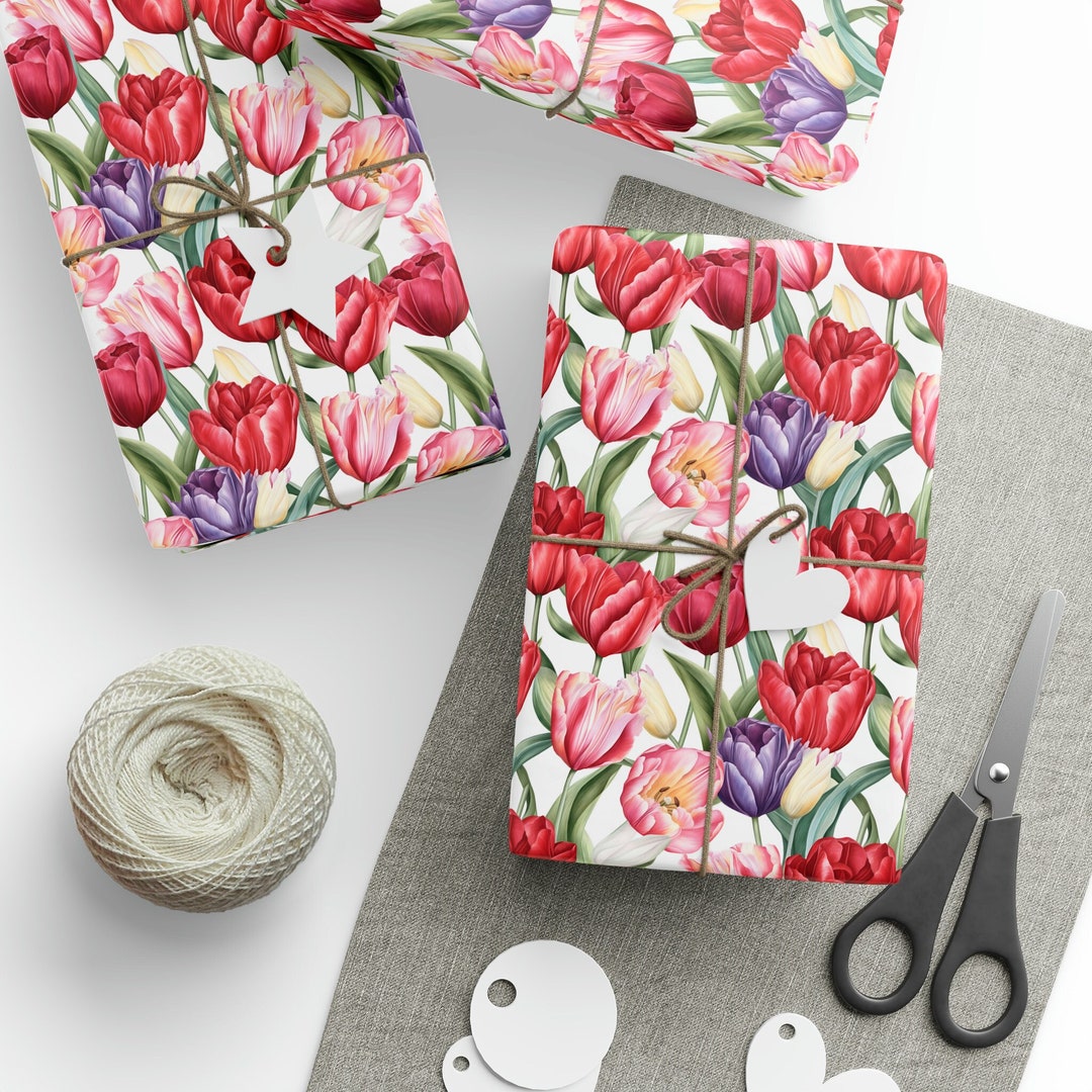 Tulip Flower Gift Wrapping Paper Roll, Tulips Gift Wrapping Paper ...