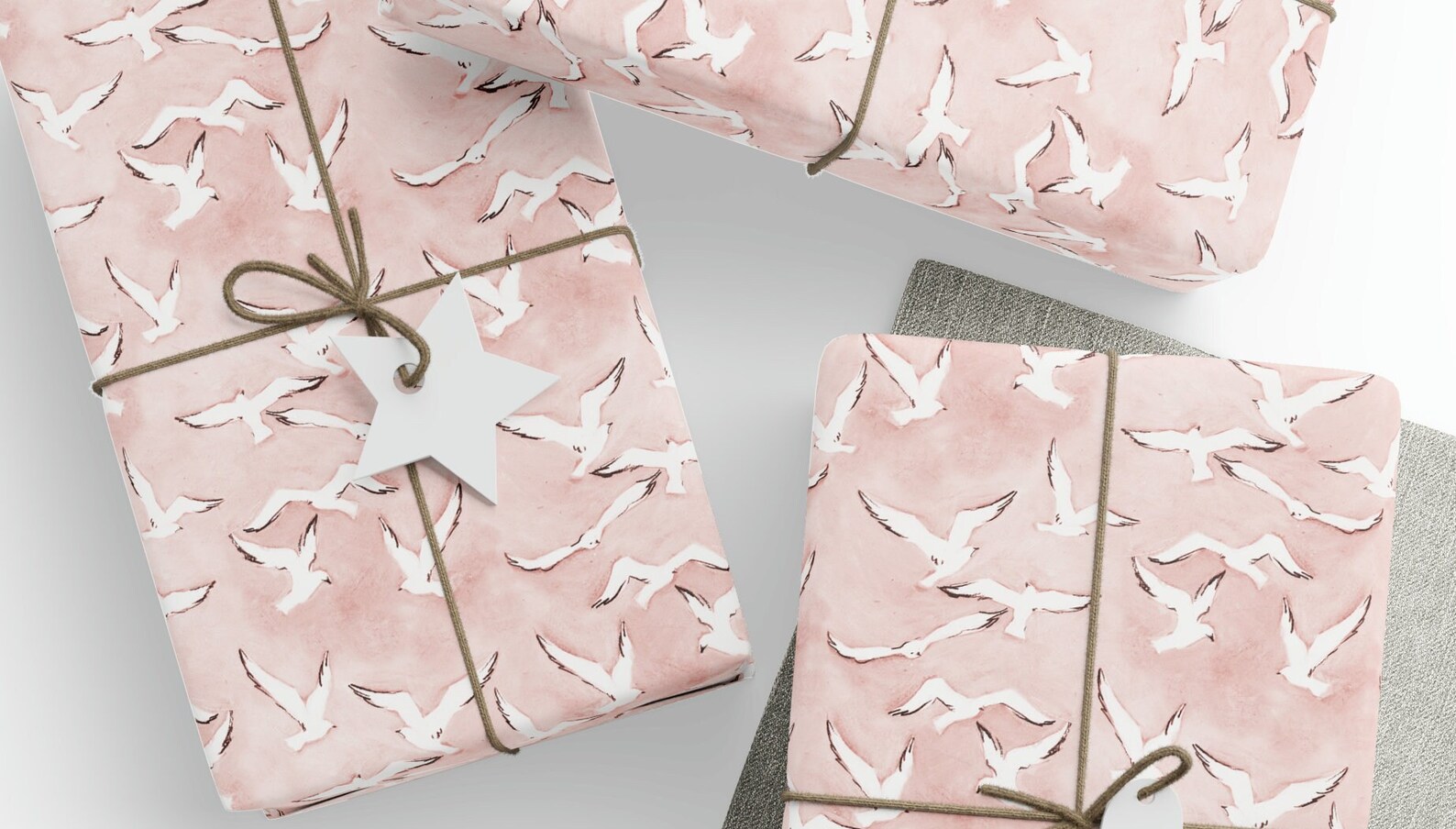 Seagull Wrapping Paper, Pink Seagull Wrapping Paper, Sea Birds Wrapping ...