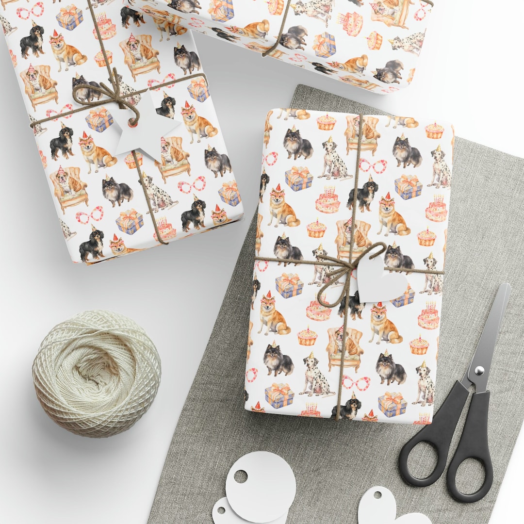 Dog Wrapping Paper Roll, Birthday Dog Gift Wrapping Paper, Dog Birthday ...