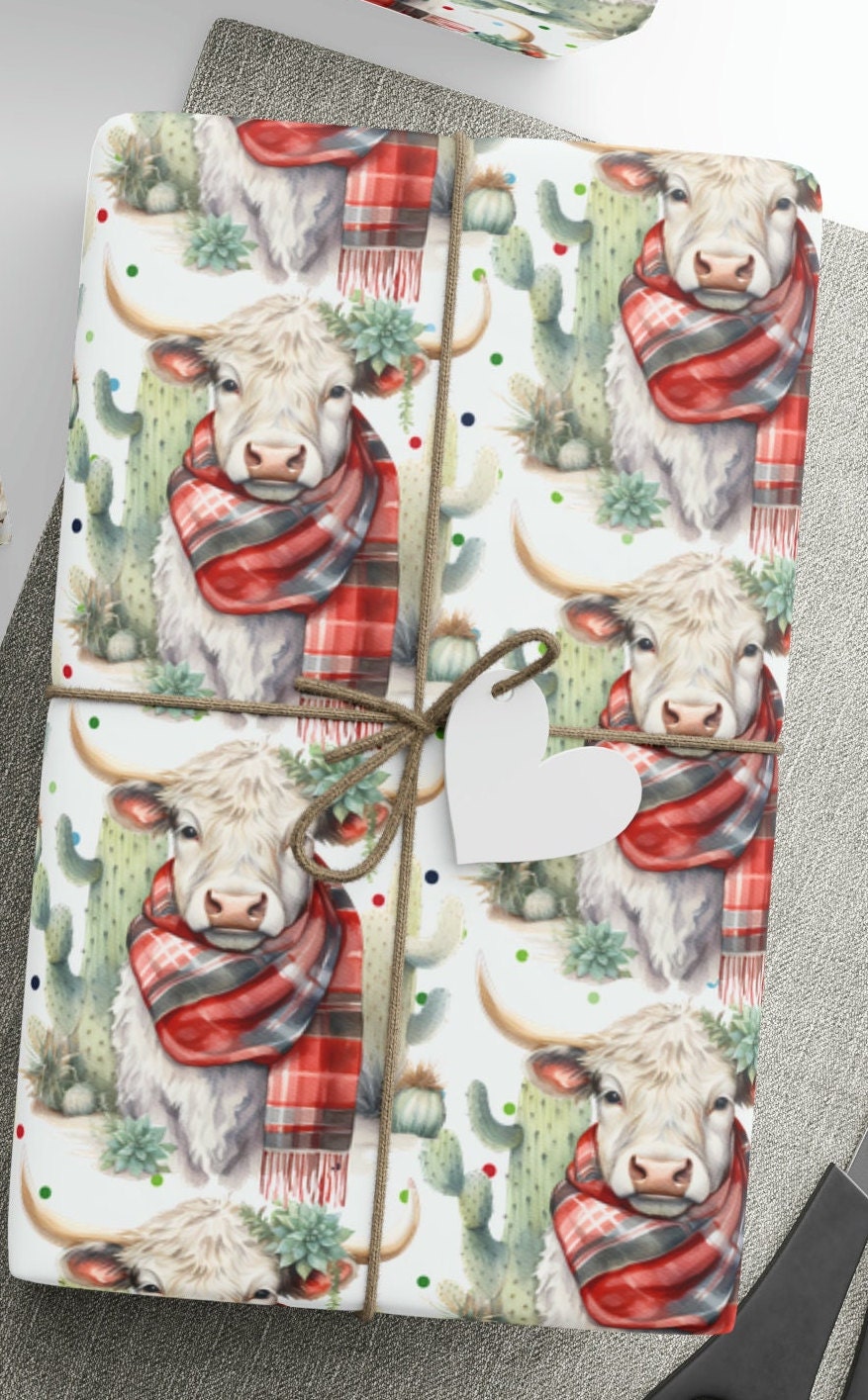 Highland Cow Gift Wrapping Paper, Western Christmas Gift Wrapping Paper ...