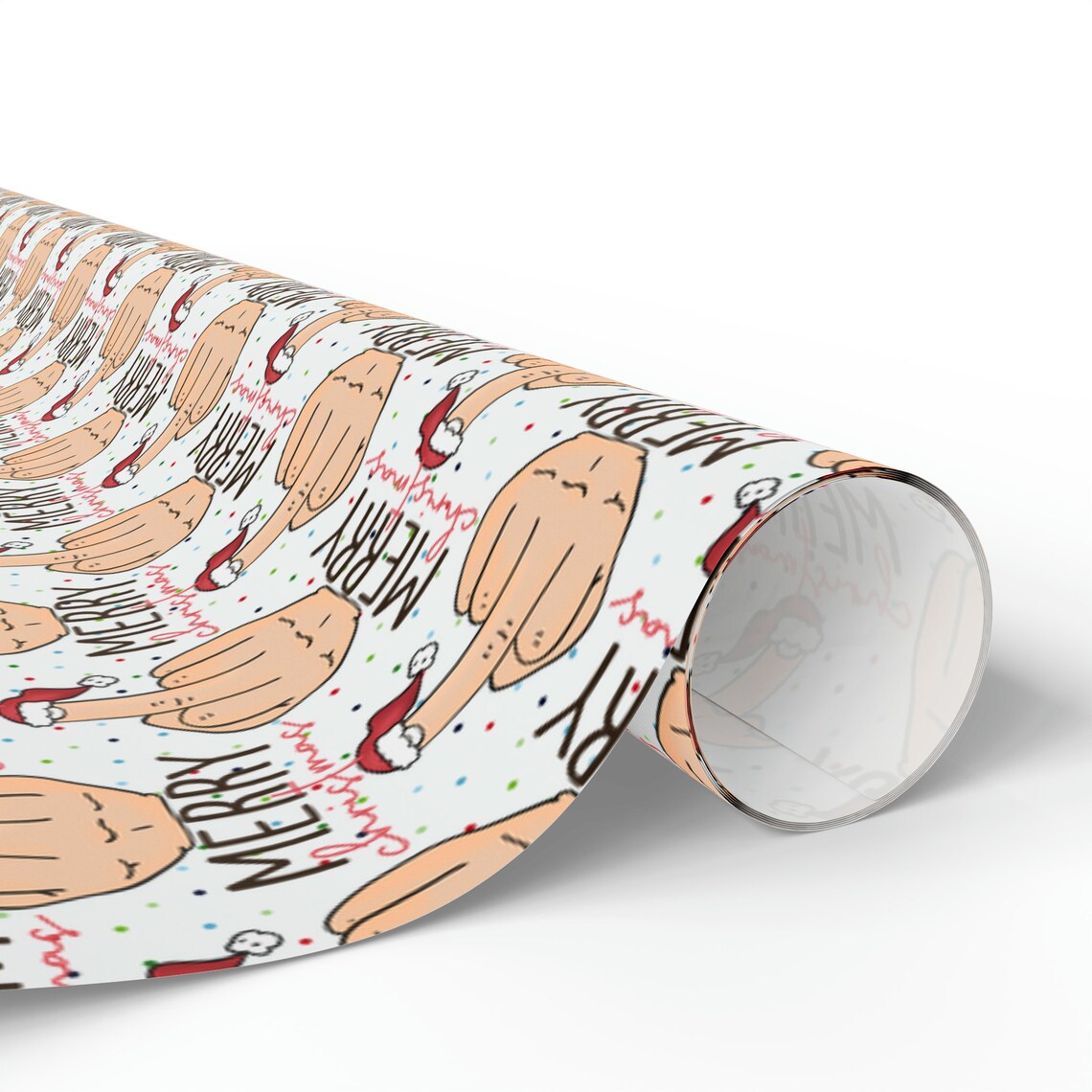 Funny Middle Finger Wrapping Paper Roll, Christma Santa Middle Finger ...