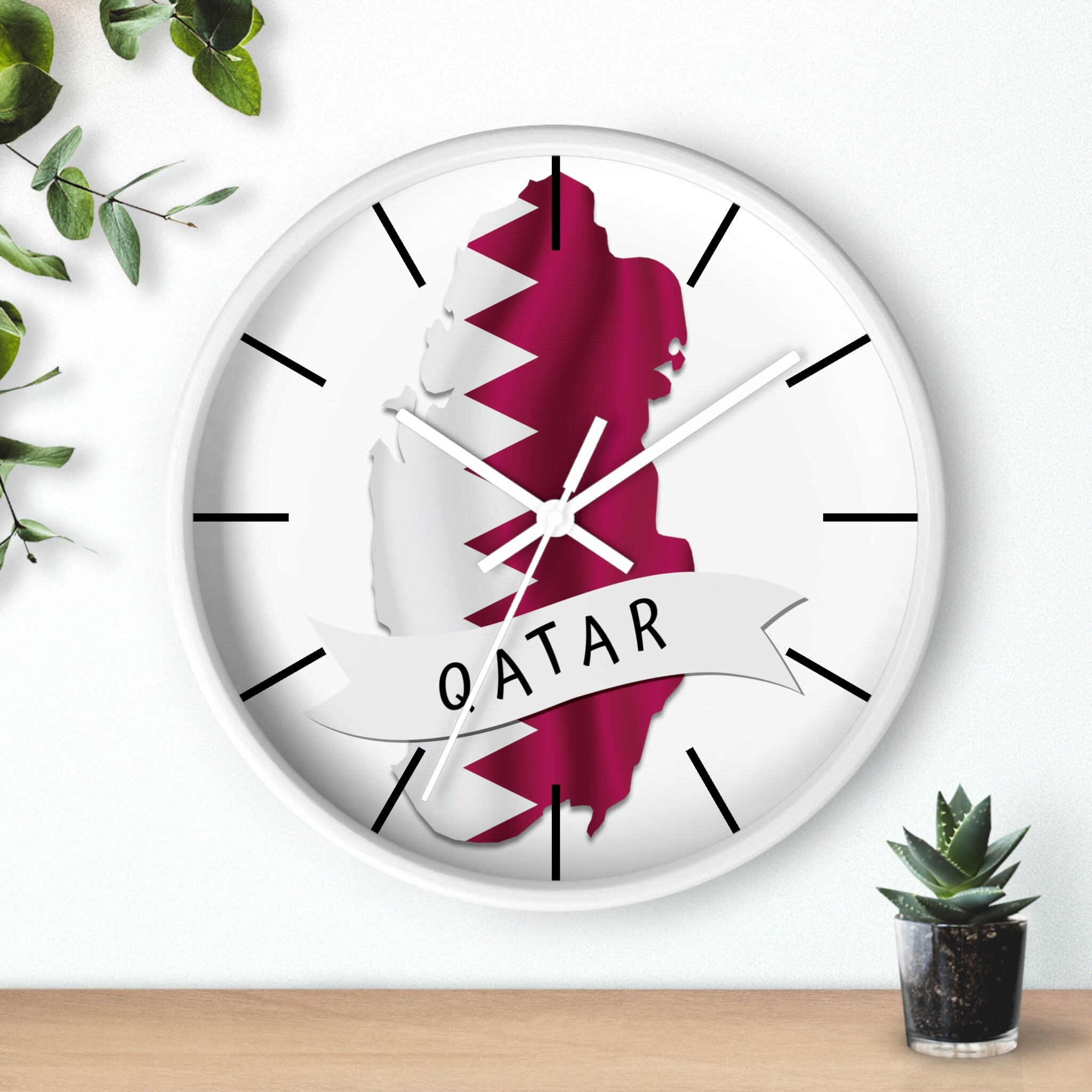 Qatar Flag Wall Clock Qatar Map Clock Qatar Inspired Gifts - Etsy