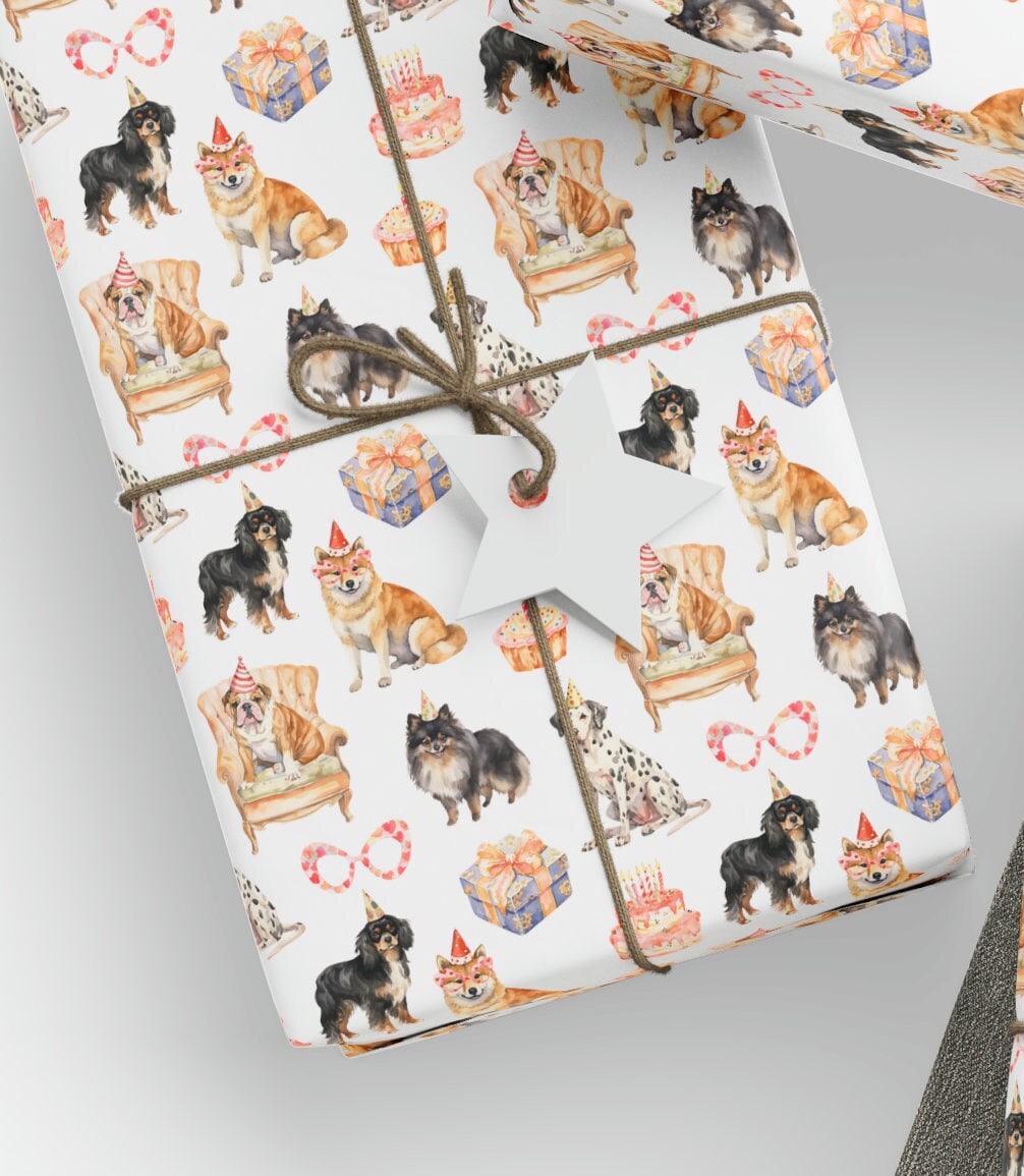 Dog Wrapping Paper Roll, Birthday Dog Gift Wrapping Paper, Dog Birthday ...