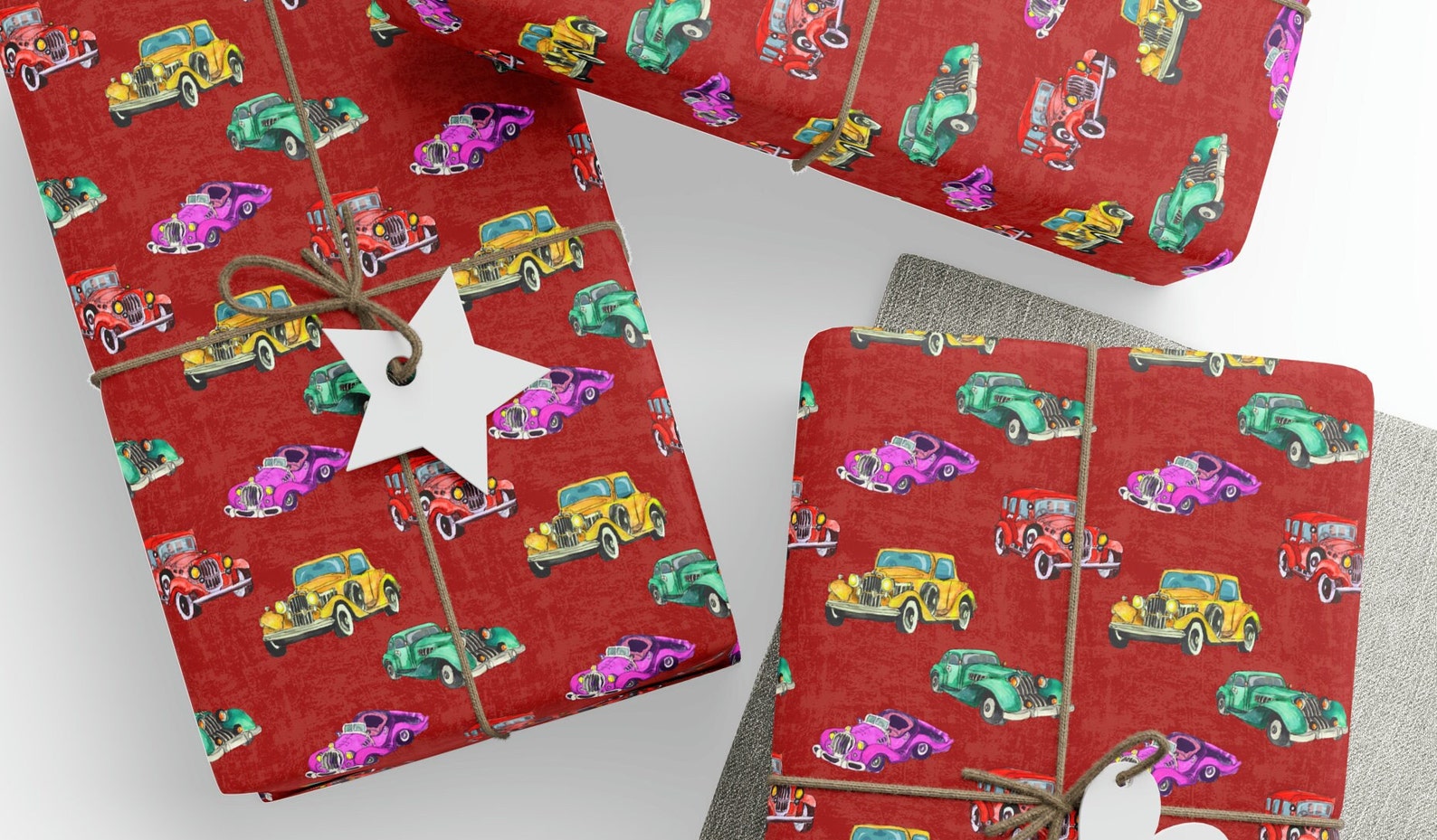 Retro Cars Wrapping Paper, Vintage Cars Wrapping Paper, Victorian Cars ...