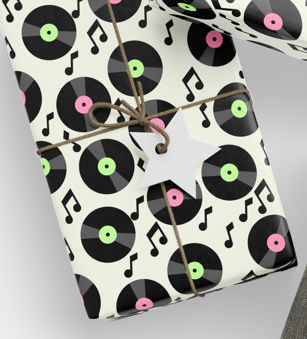 Vinyl Records and Music Notes Wrapping Paper, Vinyl Records Gifts ...