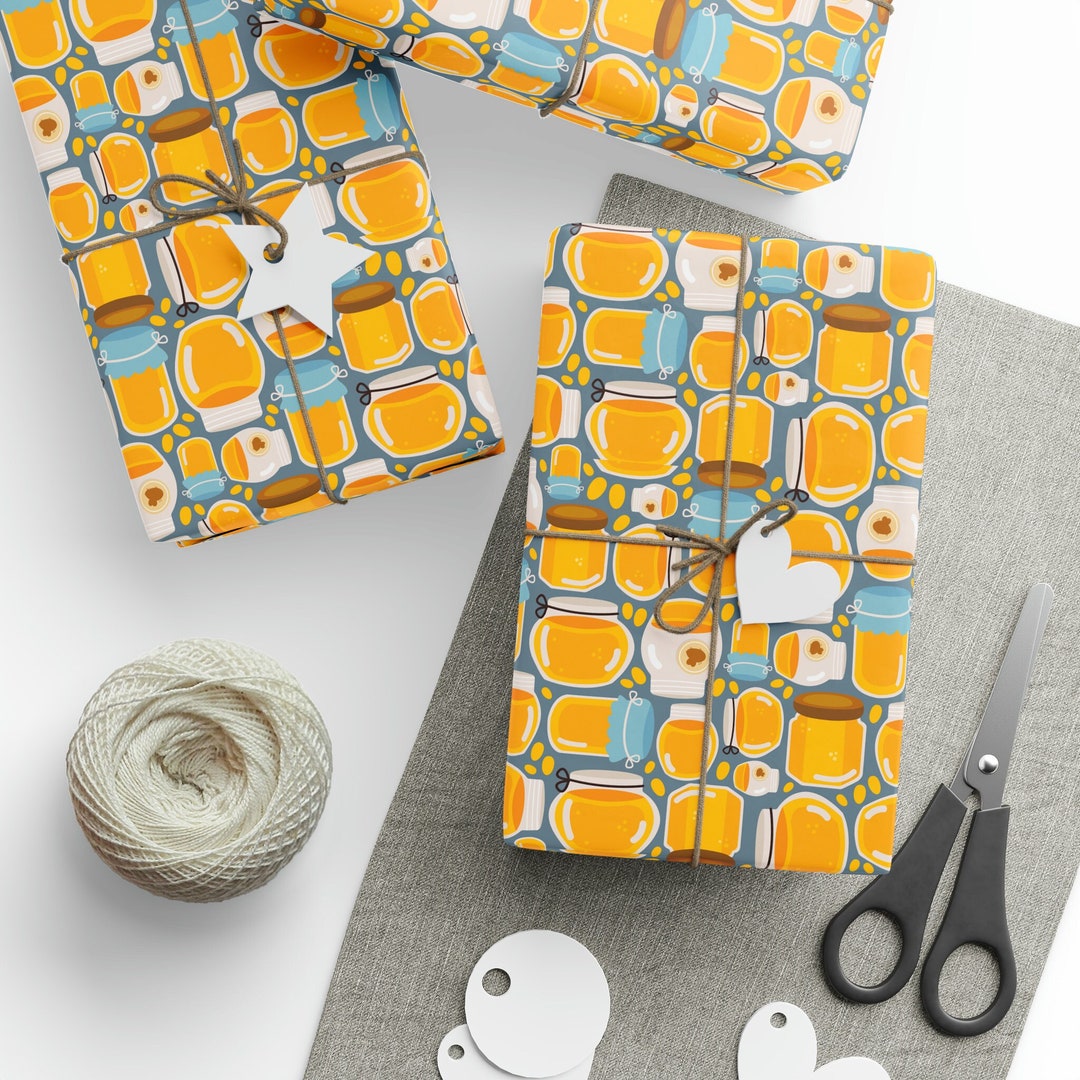 Honey Jars Wrapping Paper Roll, Honey Gift Wrapping Paper, Honey Jars ...