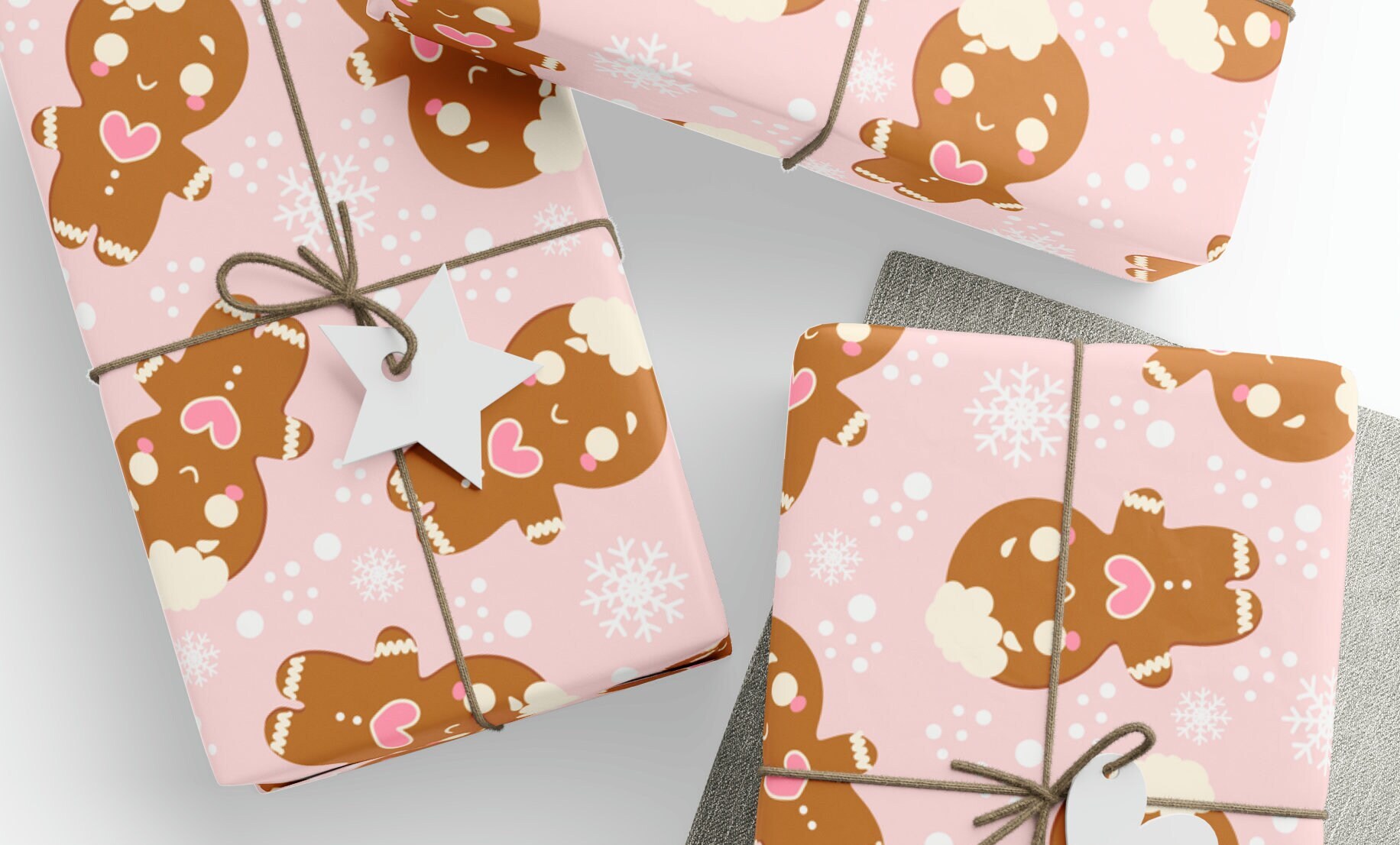 Big Gingerbread Man Gift Wrapping Paper Roll, Giant Gingerbread Gift ...