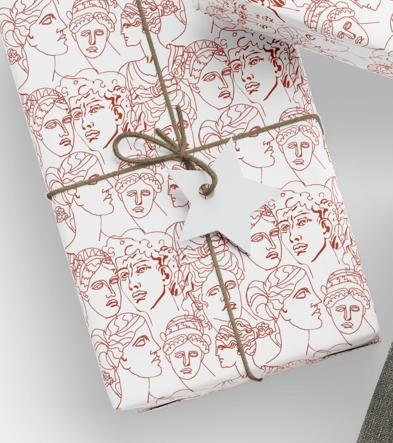 Greek Gods Line Art Gift Wrapping Paper, Greek Gods Gift Wrapping Paper ...