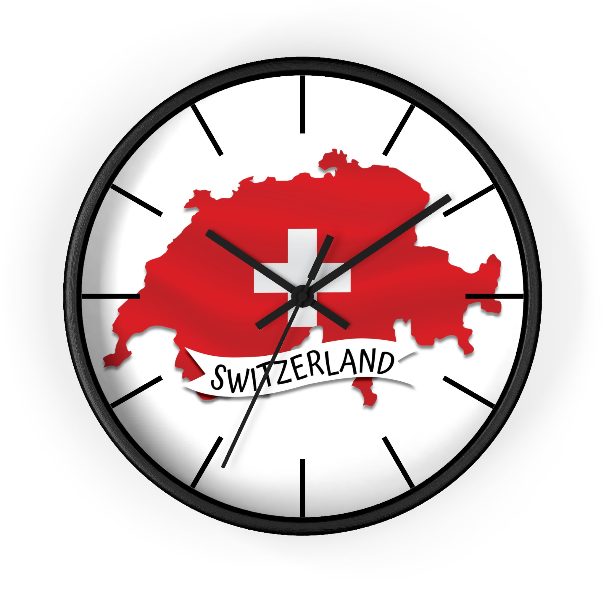 Switzerland Flag Wall Clock, Switzerland Map Clock, Switzerland ...