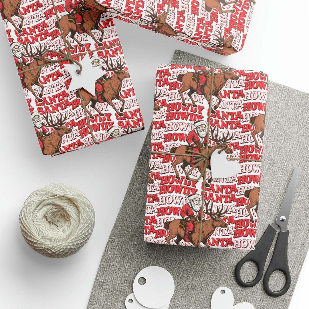 Cowboy Santa Gift Wrapping Paper Roll, Western Christmas Santa Gift ...