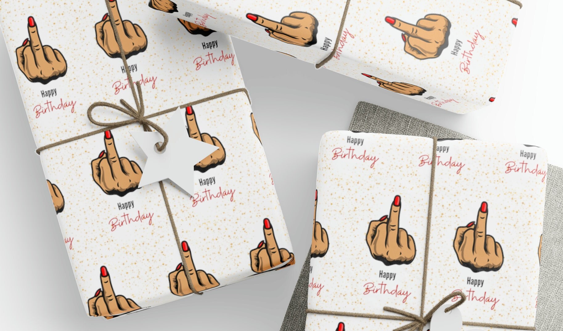 Middle Finger Birthday Gift Wrapping Papers, Funny Happy Birthday Gift ...
